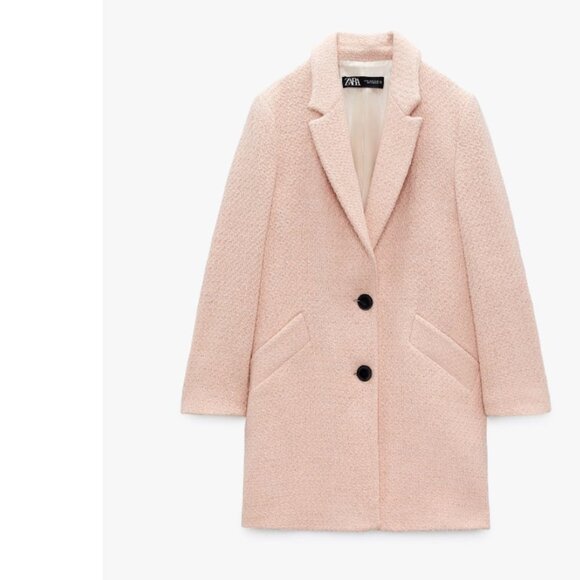 Zara | Jackets & Coats | Zara Pink Textured Weave Blush Pink Coat ...